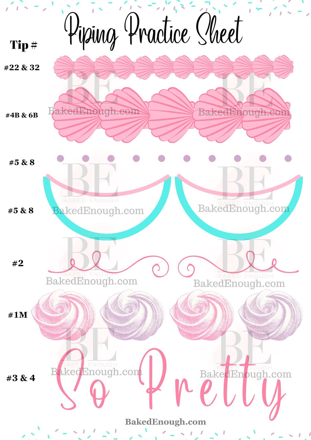 Cake Piping Practice Sheet | Buttercream & Royal Icing Template ...