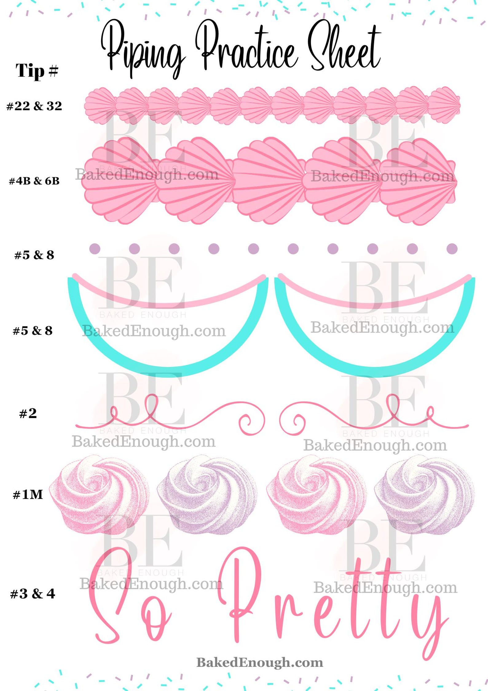 Cake Piping Practice Sheet | Buttercream & Royal Icing Template ...
