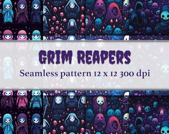 Halloween Grim Reaper Digital Paper Halloween Characters - Etsy