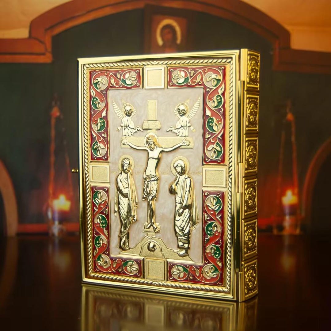 Handmade Gold Plated Gospel Book Cover - Eastern Orthodox Bible Red - Etsy
