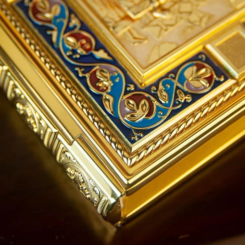 Eastern Orthodox Gospel Book Cover Gold Plating Blue Bible Cover - Etsy