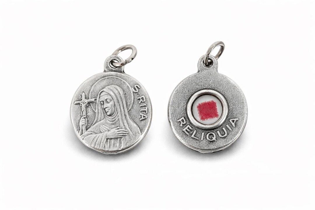 Real Saint Rita Relic Medal – Silver Catholic Pendant, Italy Made ...