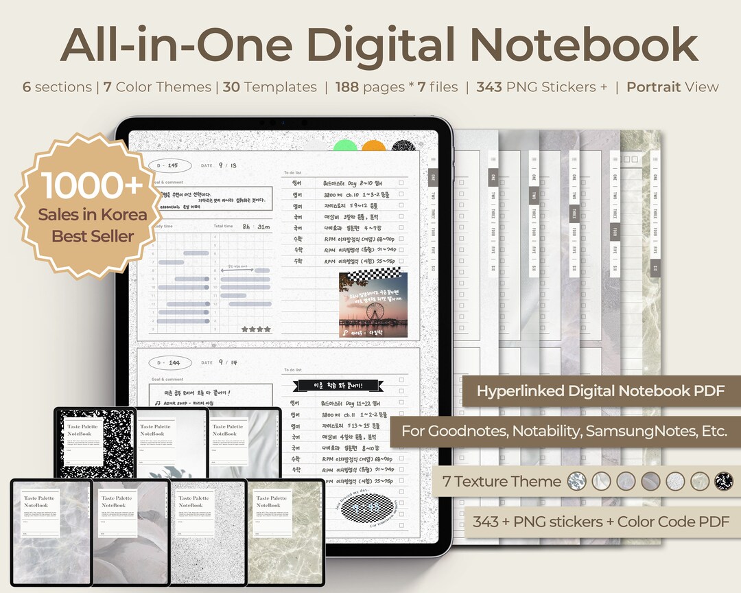 All-in-one Digital Notebook: 30 Layout Templates Notepad | Goodnotes ...