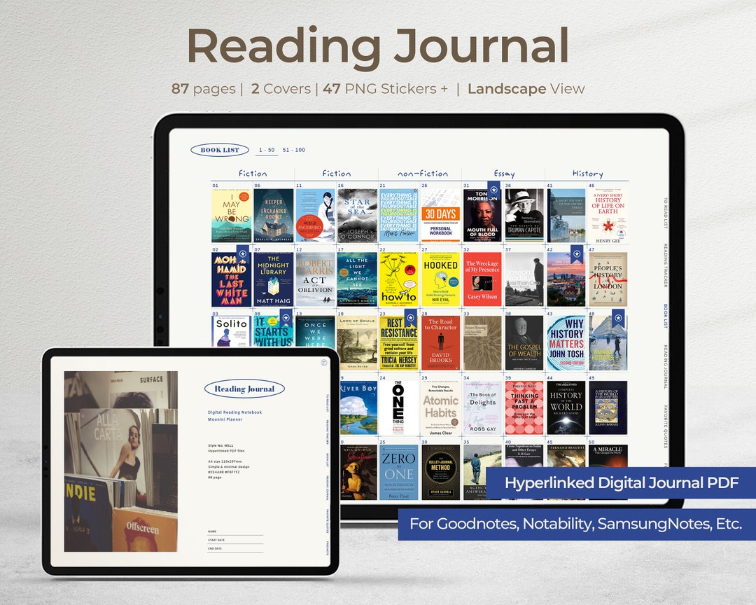 Digital Reading Journal Reading Planner for Goodnotes, Samsung Notes ...
