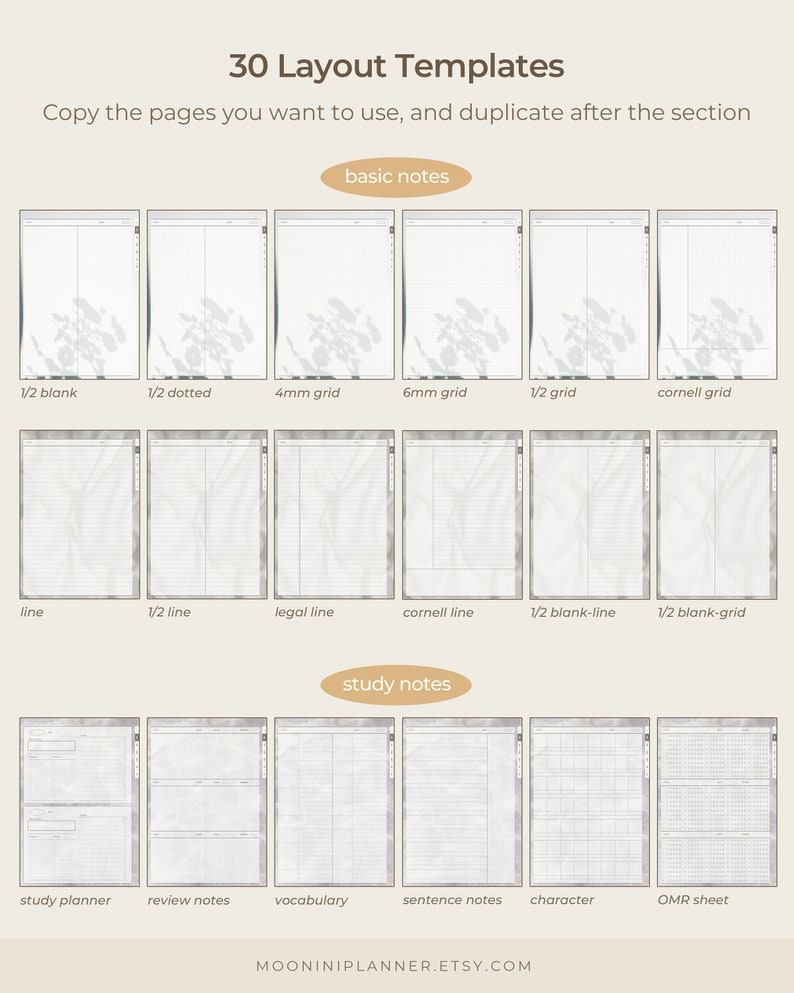 All-in-one Digital Notebook: 30 Layout Templates Notepad | Goodnotes ...