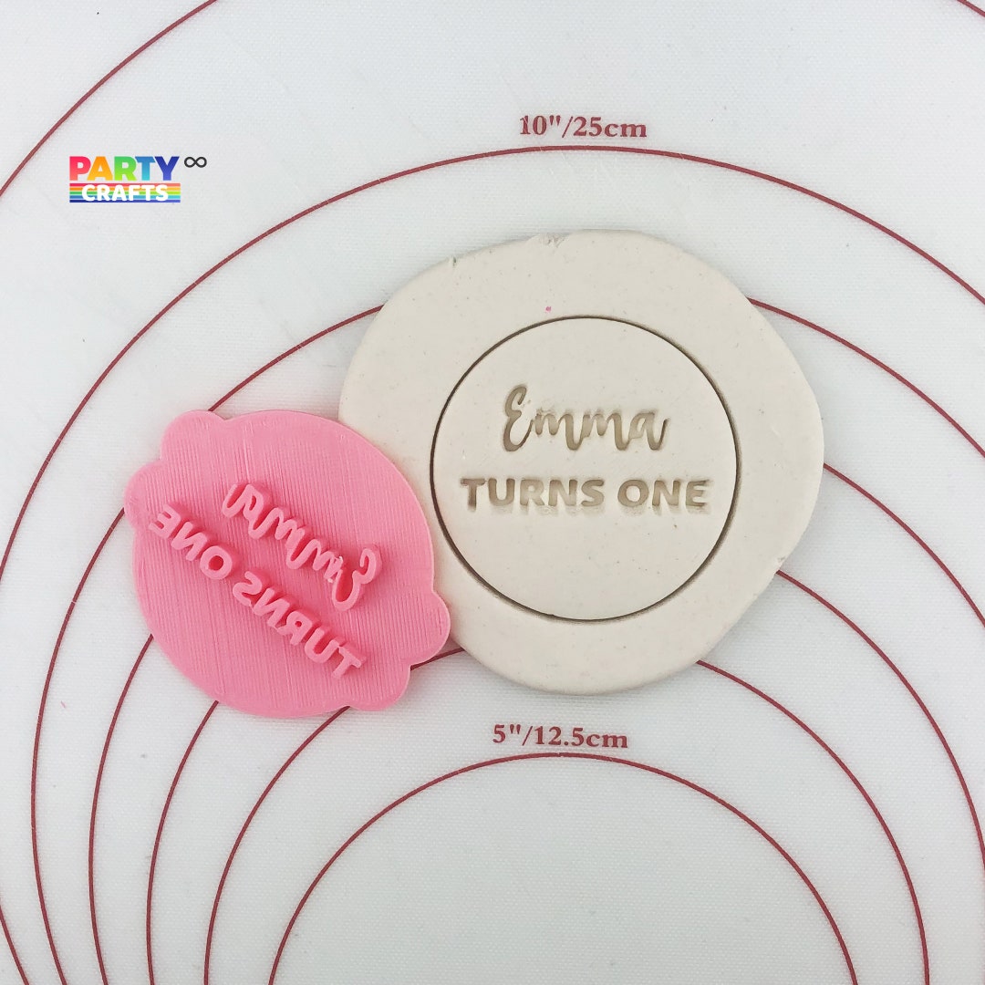Emma TURNS ONE | Custom Name and Number Birthday Cookie Stamp ...