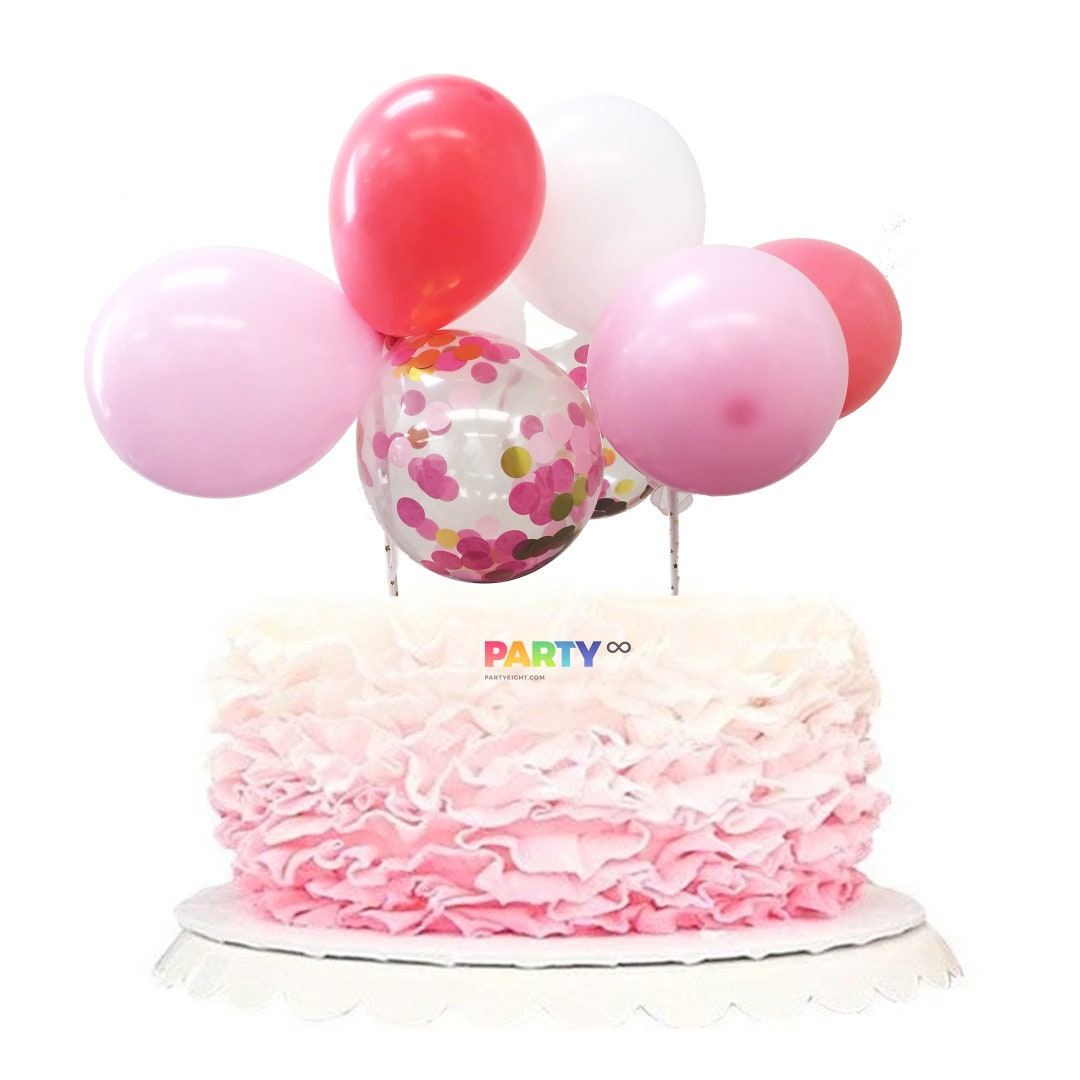 Pink Balloon Cake Topper | Pink Balloon Cloud Garland Cake Topper DIY ...