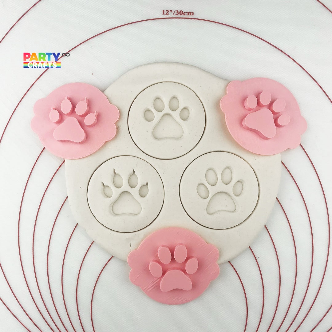 Dog Paw Set Cookie Stamp | Doggie Birthday Cookie Fondant Embosser ...
