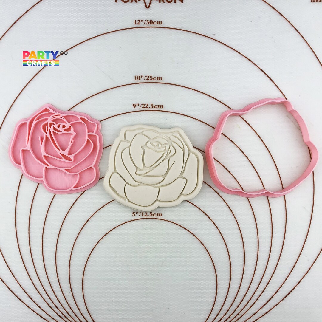 Rose Head Cookie Cutter | Rose Head Fondant Embosser | Rose Head ...