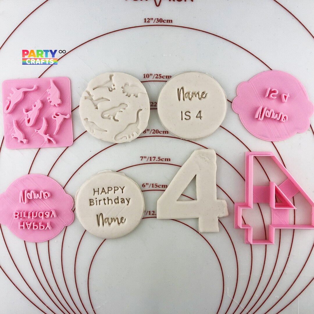 Custom Birthday Cookies Fondant Embosser Stamp Set | Custom Birthday ...