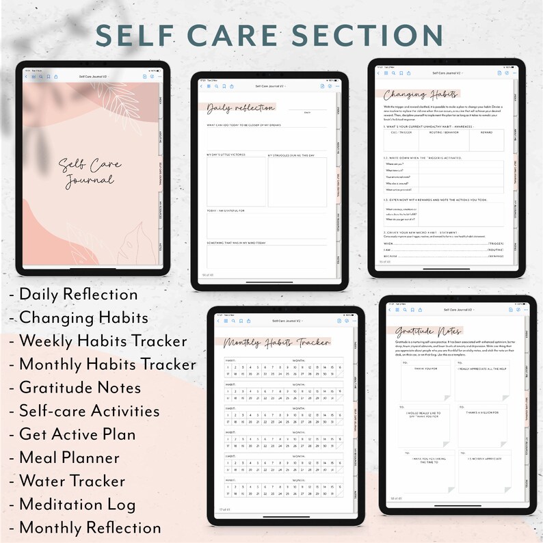 Self Care Journal Digital Self Care Workbook Self Love - Etsy