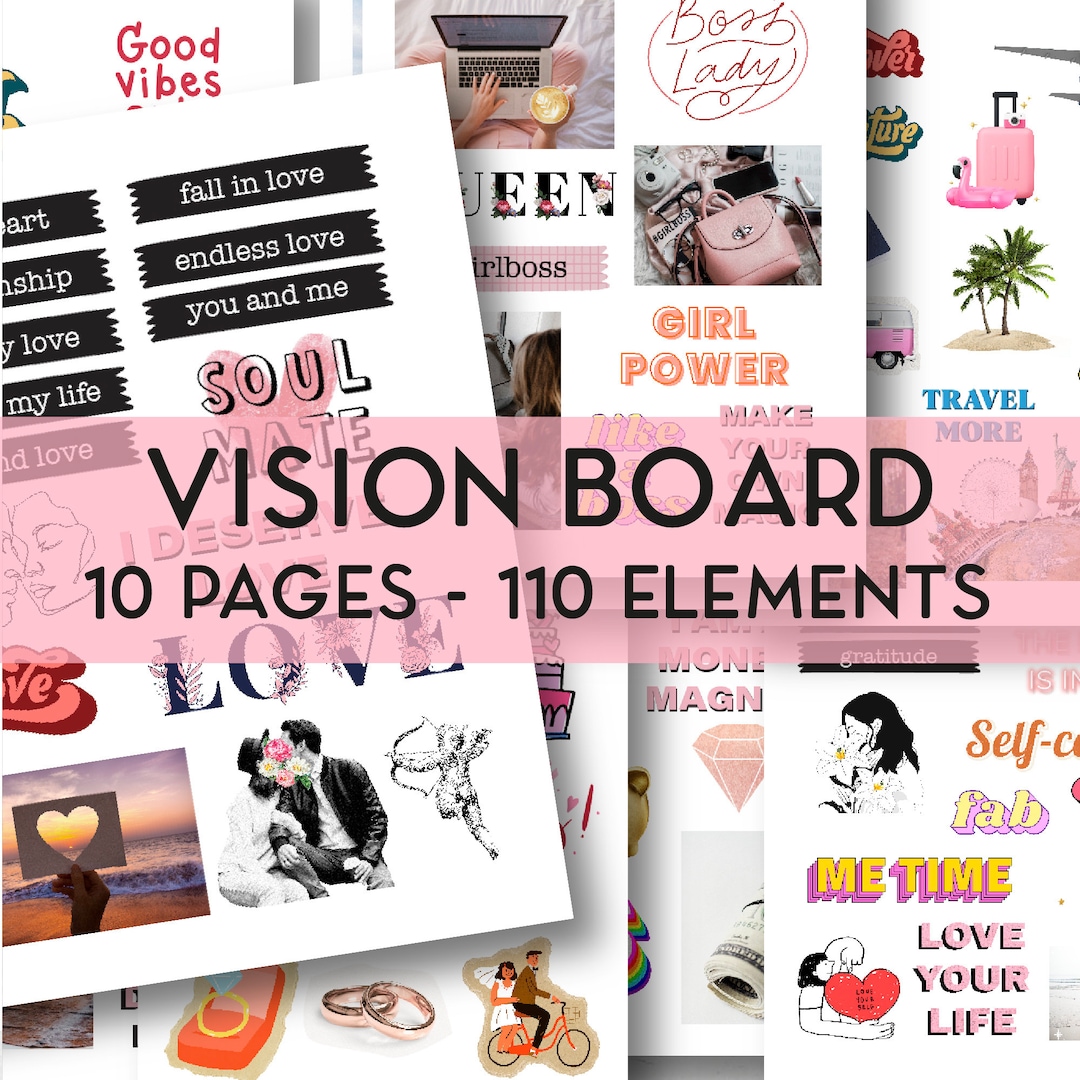 Vision Board 2024 Printable, Vision Board Kit for Girls, Affirmations ...