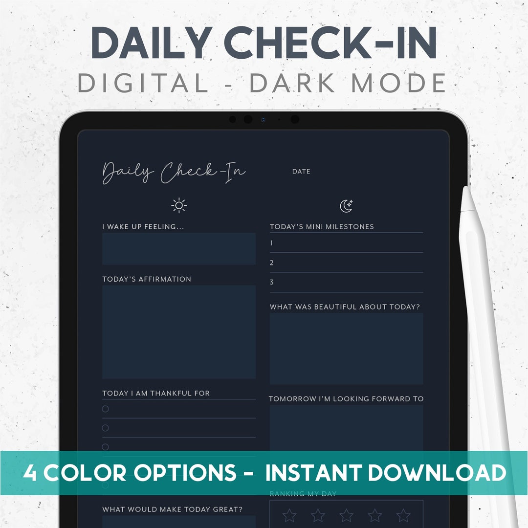 Daily Check in Journal, Daily Gratitude Journal Printable, Daily ...