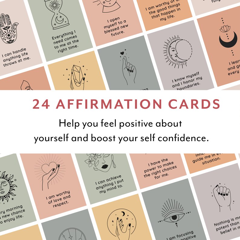 Positive Affirmation Cards Self Love Deck Self Care Cards Etsy