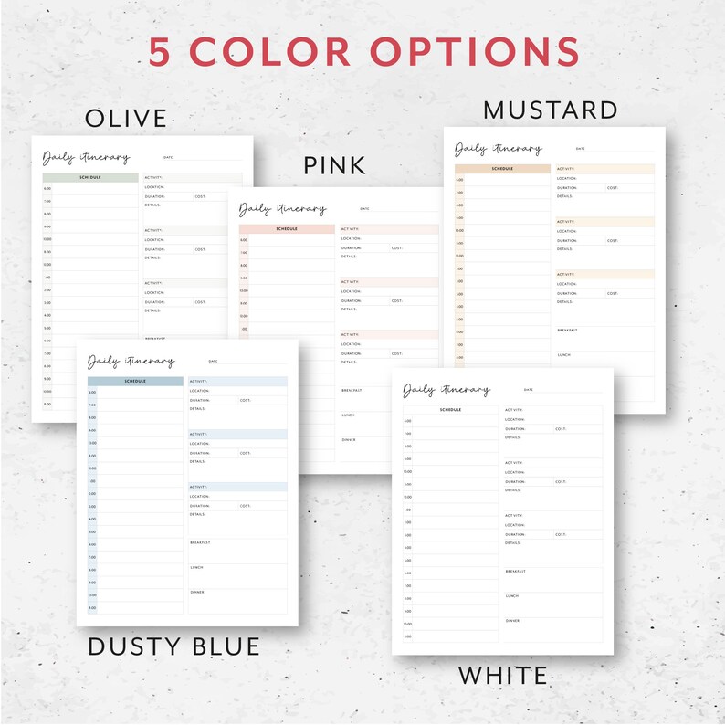 Travel Itinerary Template Digital, Daily Trip Itinerary, Vacation ...