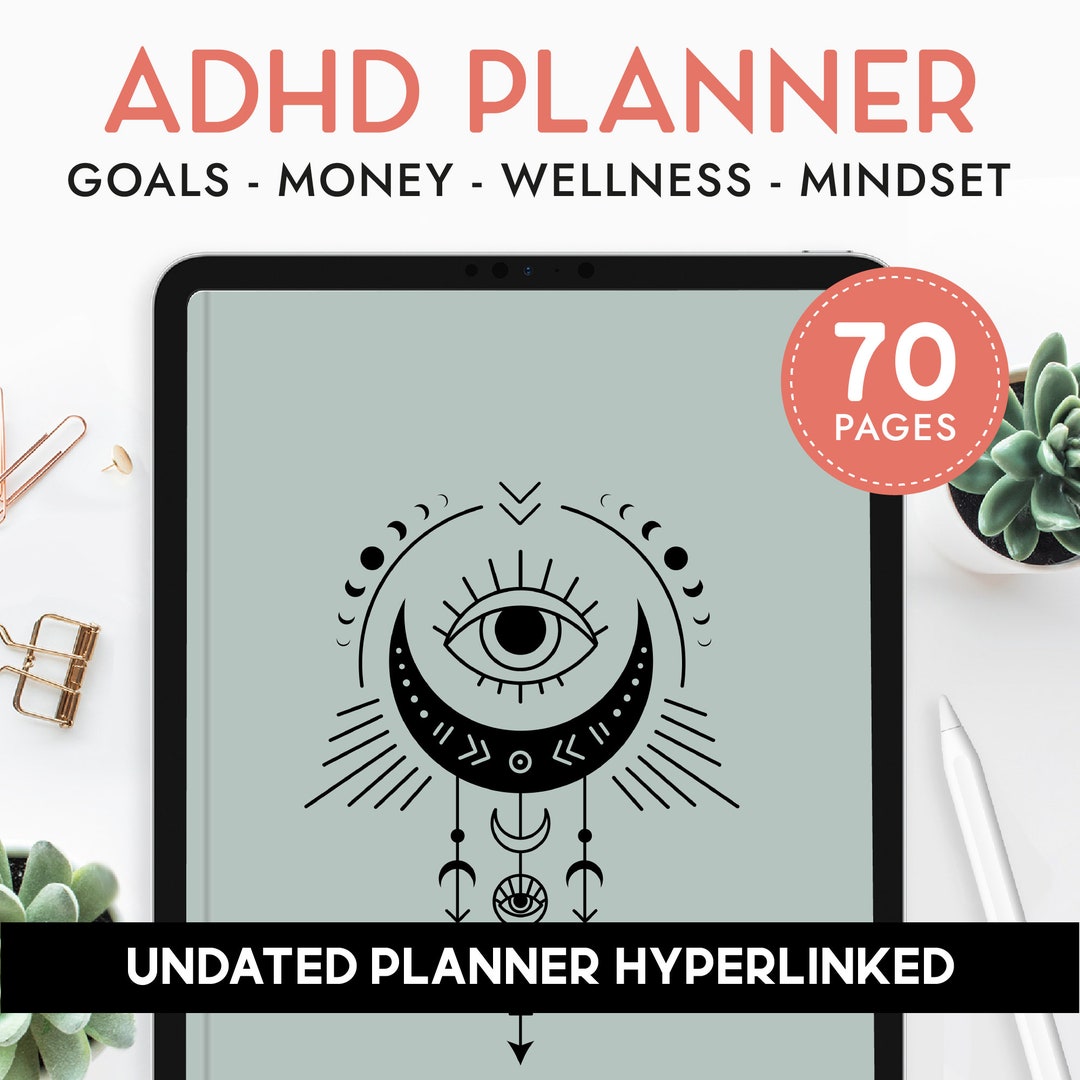 ADHD Digital Planner, Undated Digital Planner With Hyperlinks, Daily ...