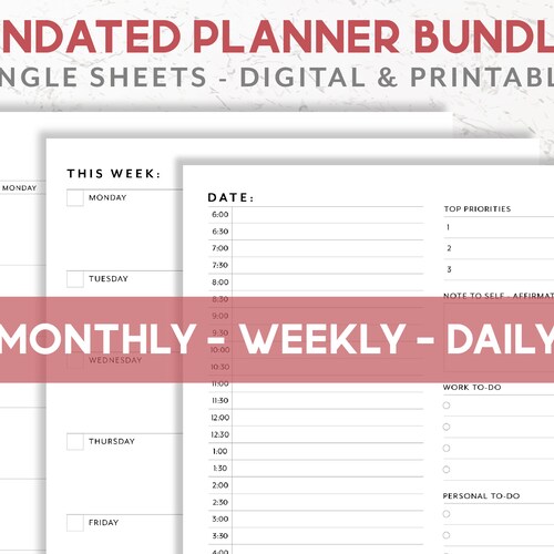 Daily Schedule Daily Printable Planner Digital Daily - Etsy