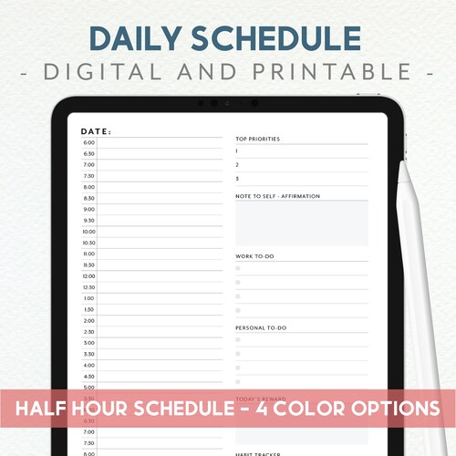 Undated Digital Planner Goodnotes Template Daily Schedule - Etsy