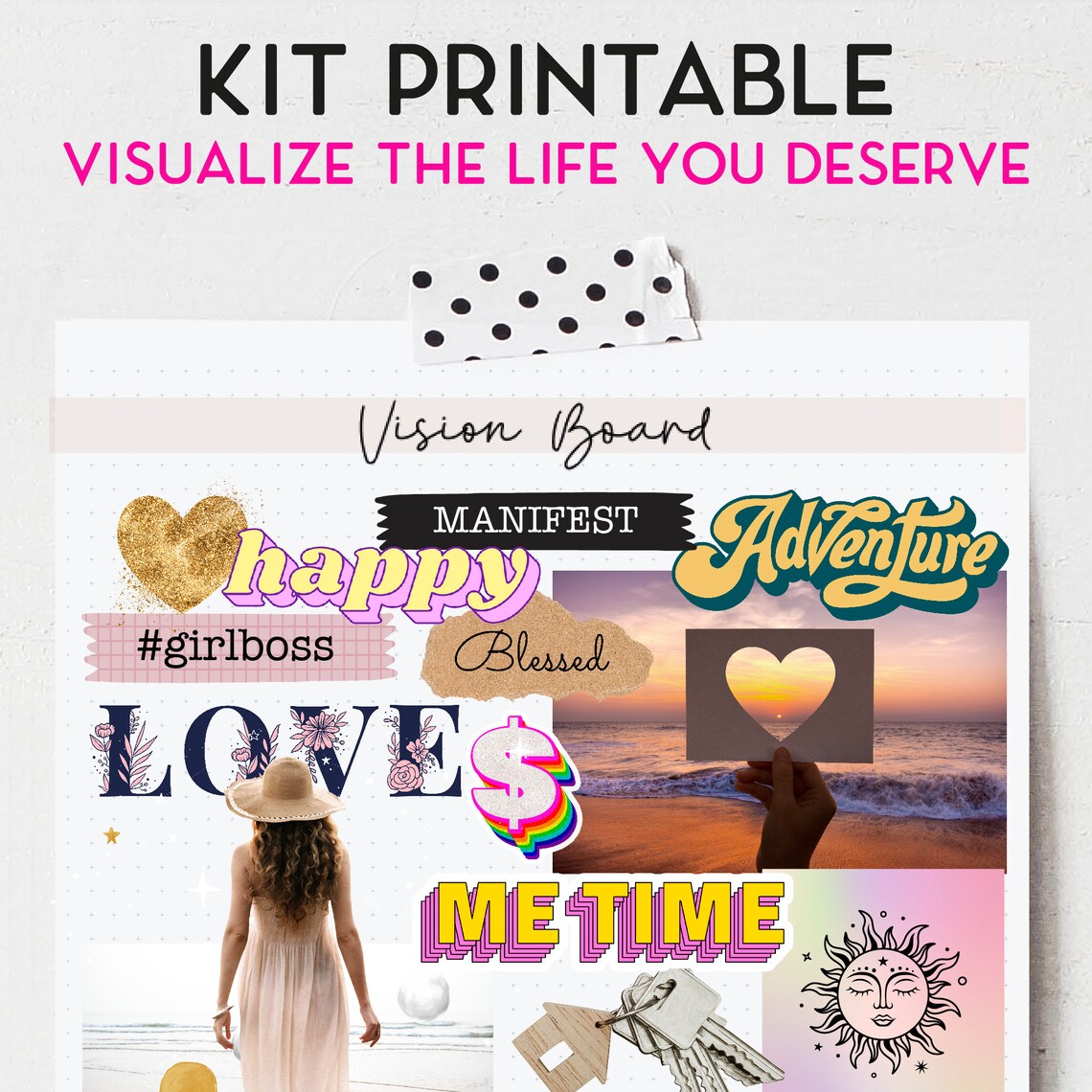 Vision Board 2024 Printable, Vision Board Kit for Girls, Affirmations ...