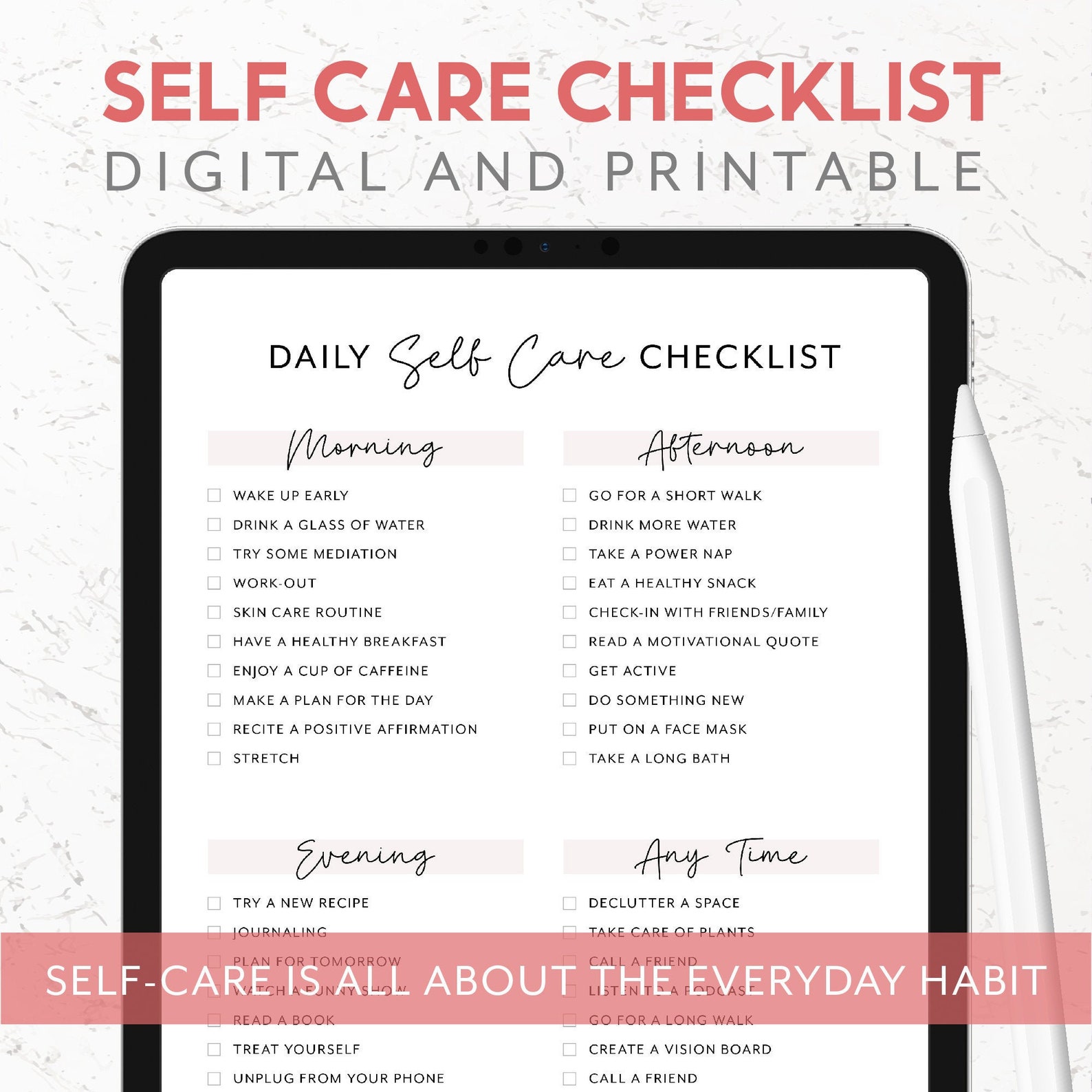 Self care checklist printable - balancepolk