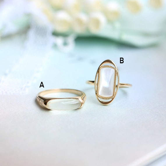 S925 Silver Vintage Ring 14K Gold Plated Natural Prehnite | Etsy