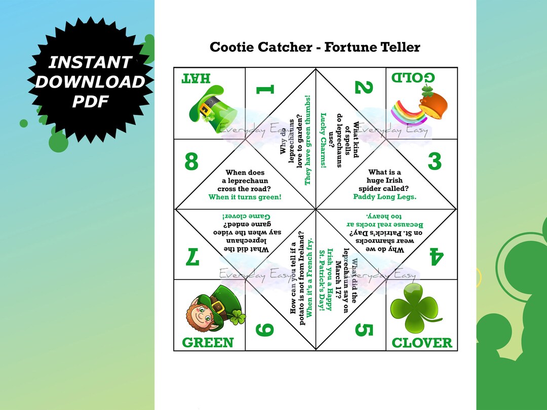 Printable St.patricks Day Fortune Teller St.patricks Day - Etsy