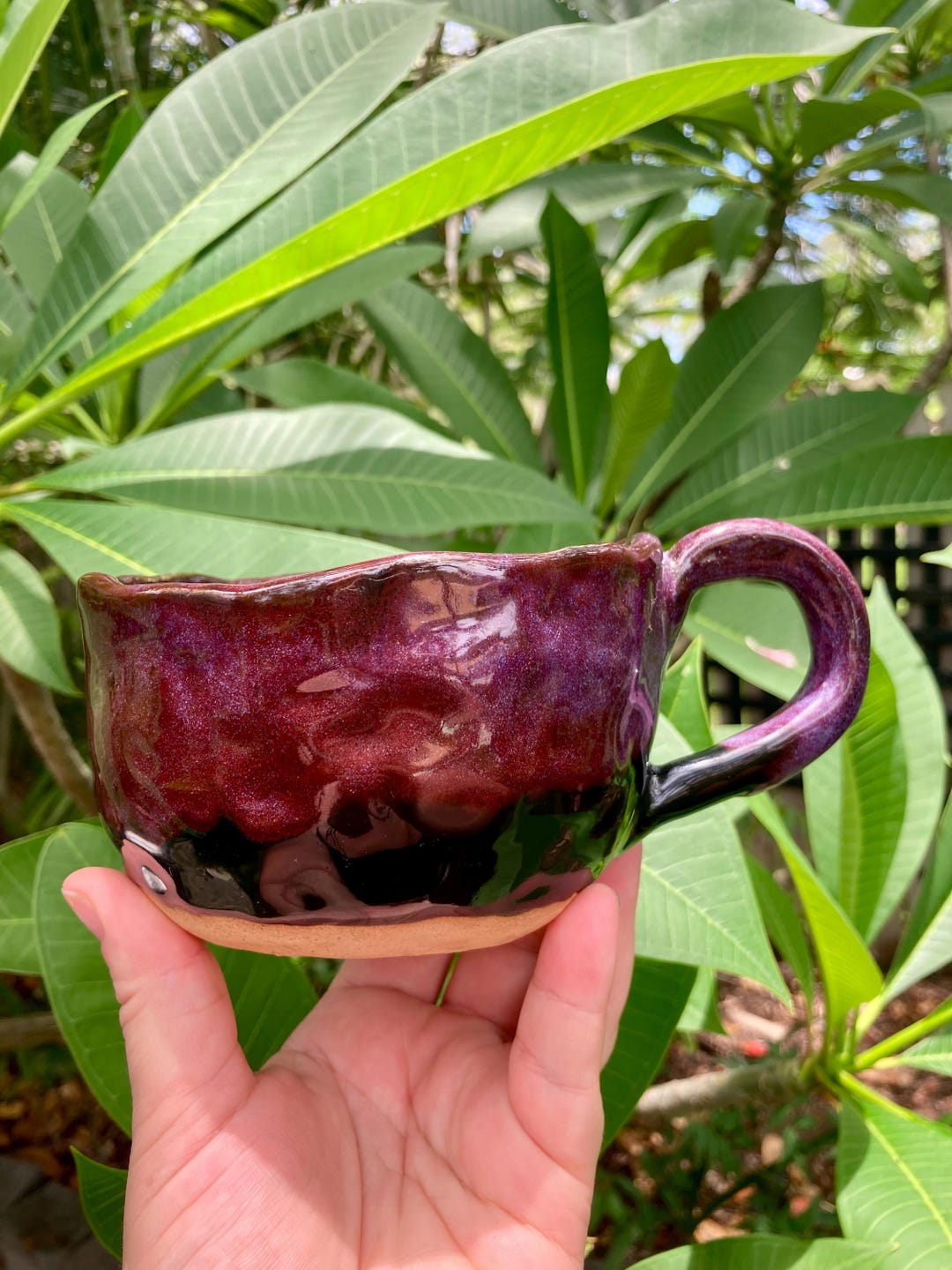 Handmade Mug Maroon Purple Black Handmade Glazed Earthy Rustic Gothic ...