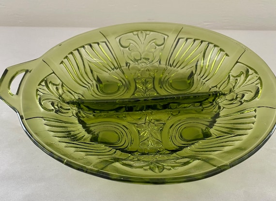 Vintage Depression Glass Indian Glass Co Green Divided Relish | Etsy