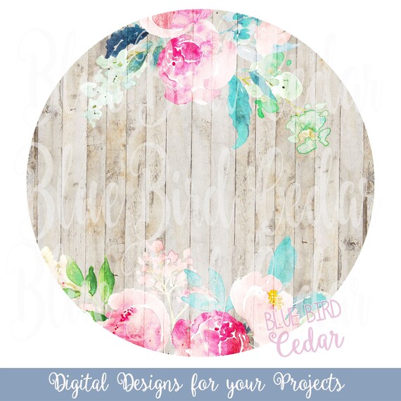 Wood Flower Watercolor Circle Digital Download PNG File | Etsy