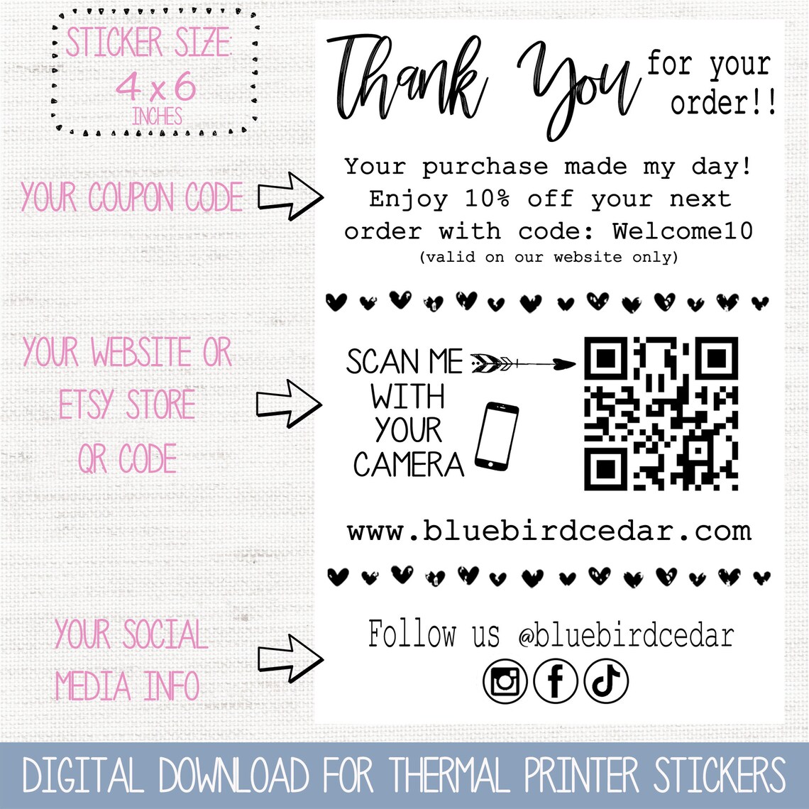4x6 Custom Packaging Sticker Digital Download PNG File for - Etsy