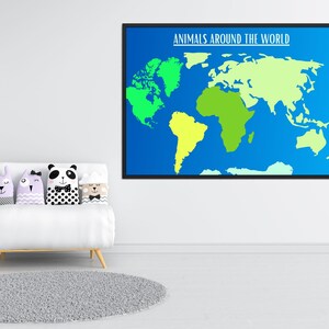Animals Around the World Map/ BLANK Map (white or Blue) ESL Backdrop ...