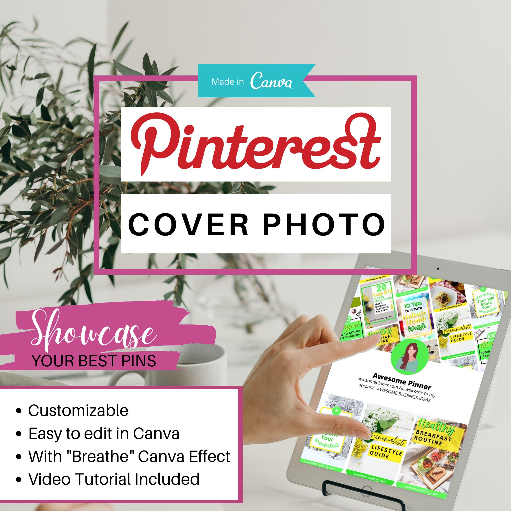 Canva-made Pinterest Cover Photo Customizable Still Photo or Video ...