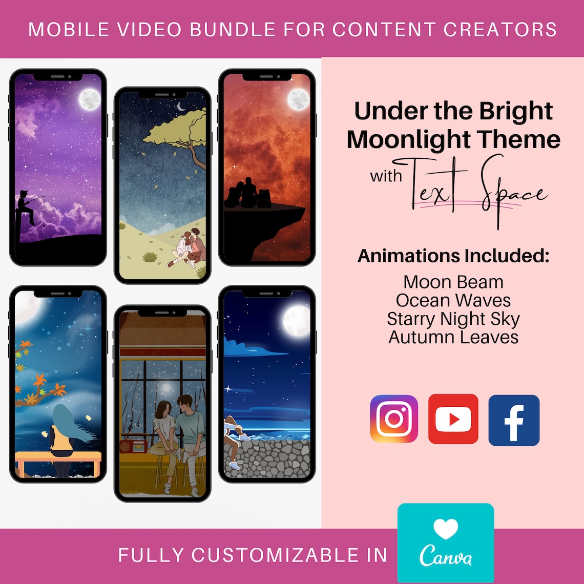 Under the Bright Moonlight Mobile Video for Reels Stories - Etsy