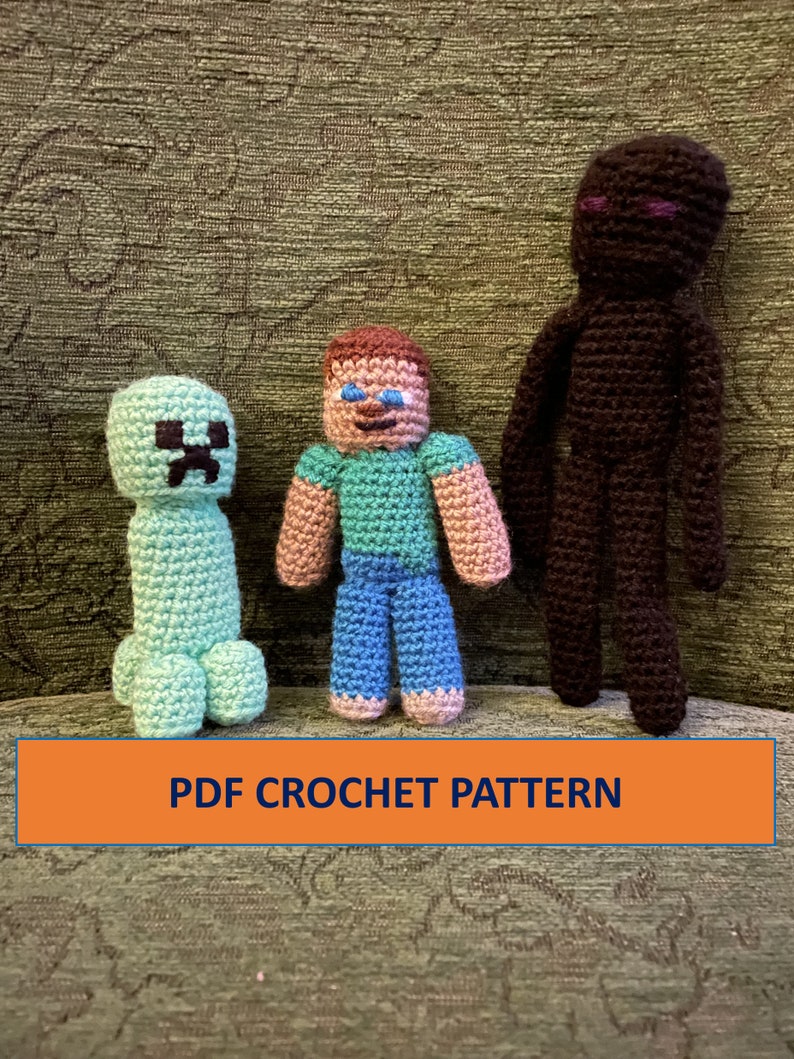 PDF CROCHET PATTERN Steve Creeper Enderman Amigurumi Crochet Pattern Tutorial Video Game ...