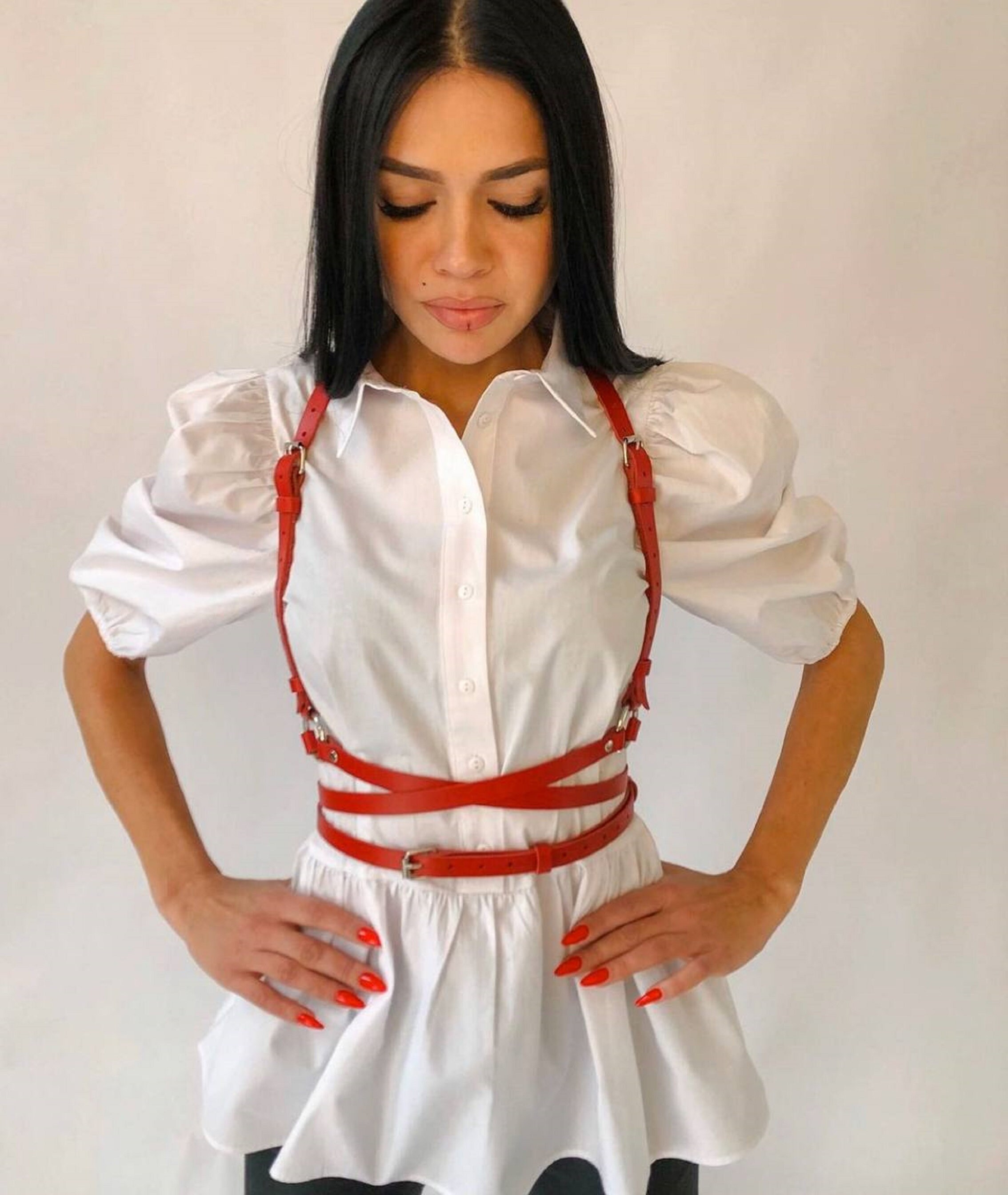 CUSTOM SIZE Simple Chest Harness, Womens Waist Cupless Harness Top ...