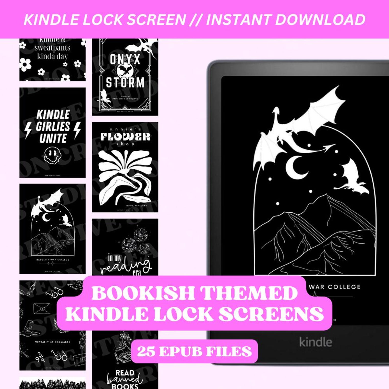 Bookish Themed Kindle Lock Screens // INSTANT DOWNLOAD // Digital File ...