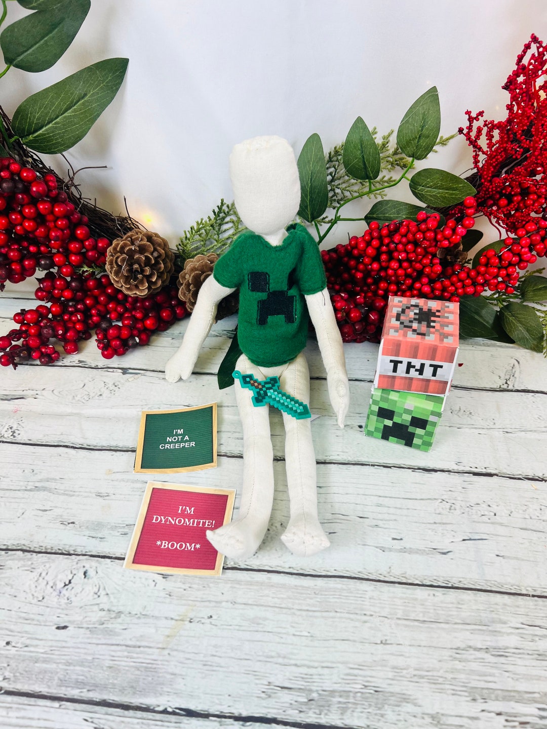 Minecraft Elf Doll Christmas Elf Creeper Elf Outfit Elf Prop Elf ...