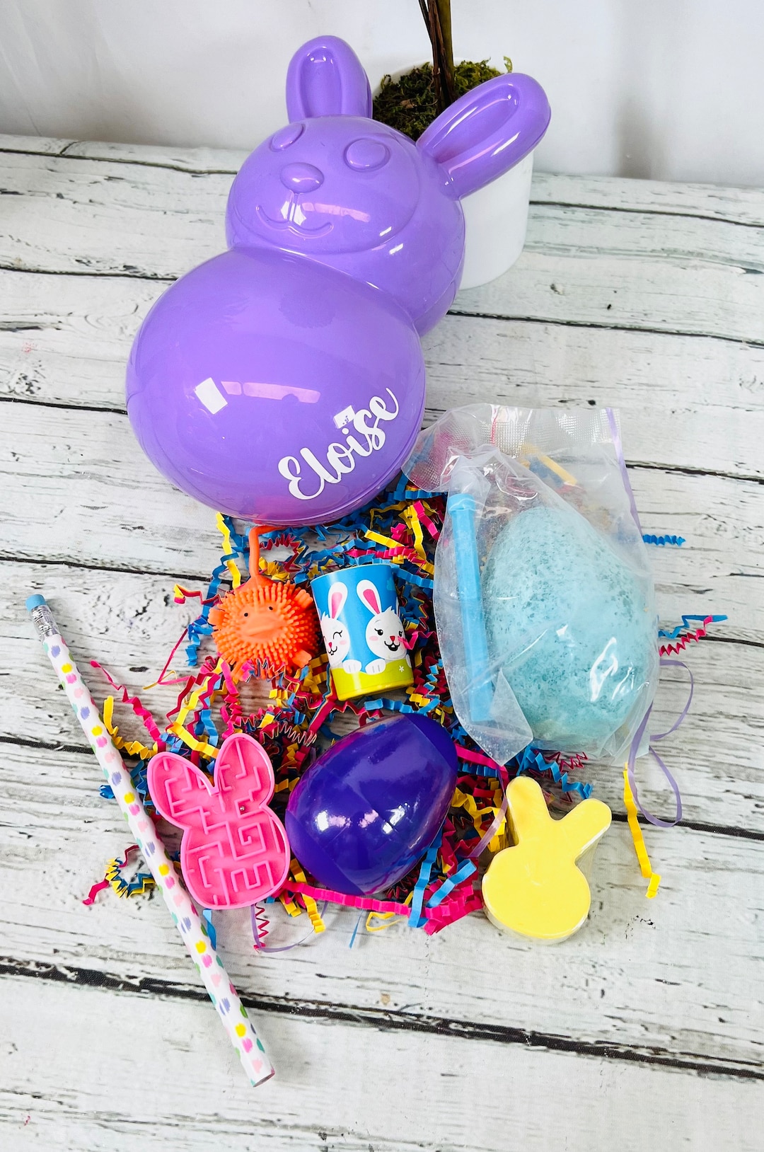 8” Prefilled Easter Bunny Container Personalized Easter Toy Easter ...