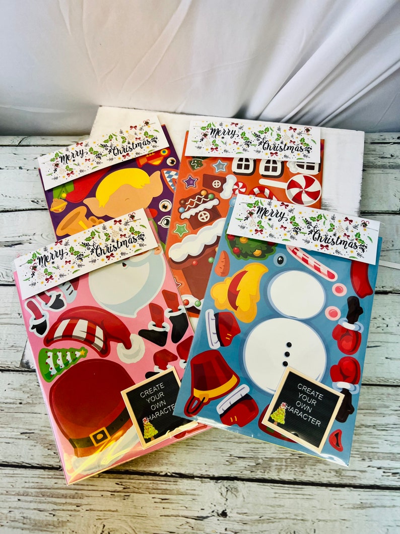 Christmas Sticker Character Sheets Kids Activity Stocking - Etsy