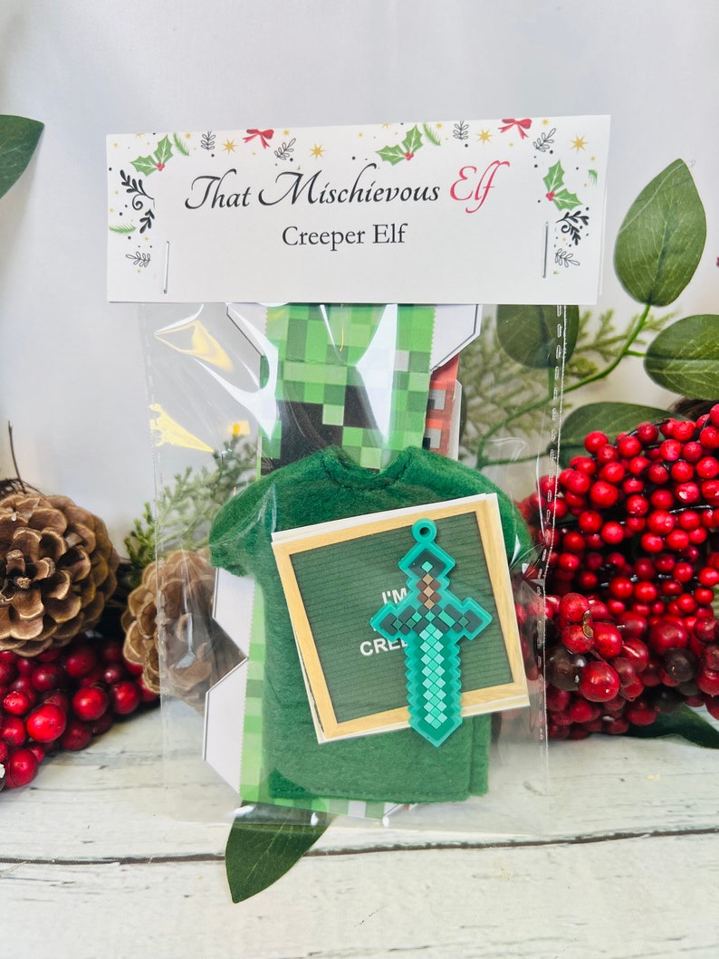 Minecraft Elf Doll Christmas Elf Creeper Elf Outfit Elf Prop - Etsy