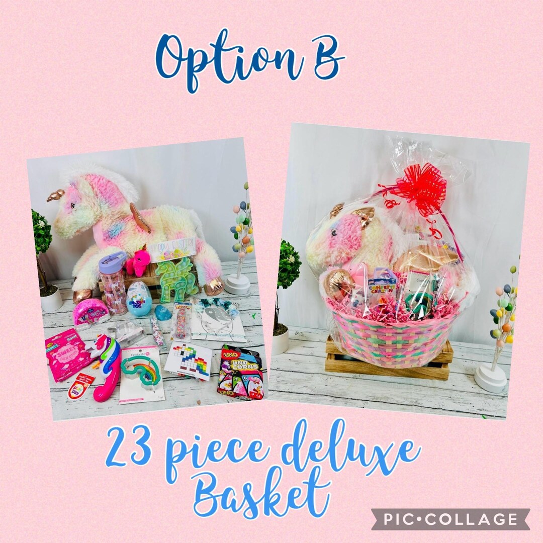 Unicorn Themed Prefilled Easter Baskets | Stuffed Easter Baskets for Kids | Themed Basket for ...