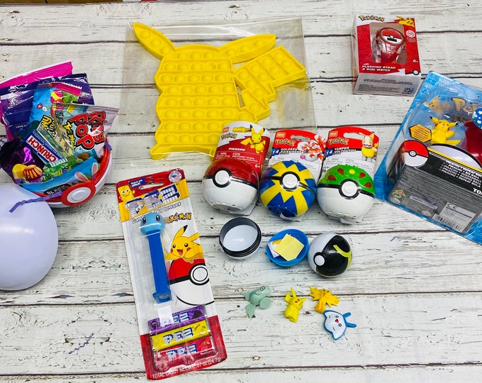 11 Piece Pokemon Pikachu Filled Eater Basket, Kids Easter Basket ...