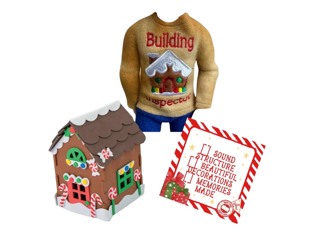 Elf Building Inspector Kit: Diy Gingerbread Foam Activity, Shirt, and ...