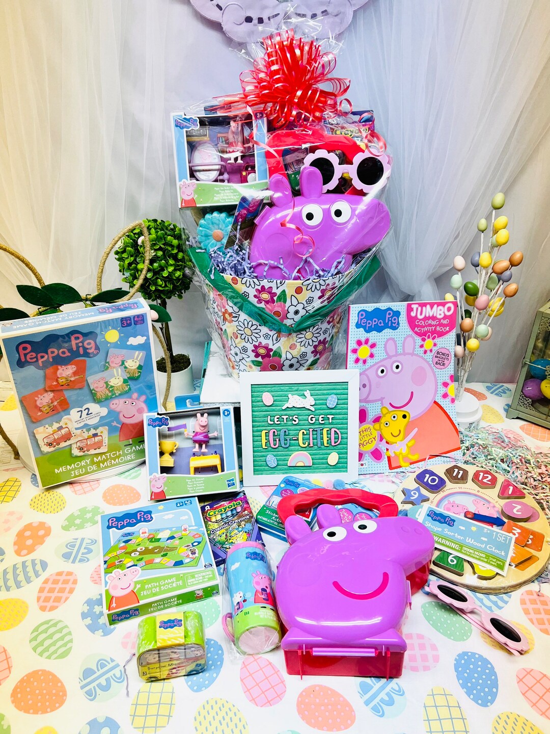 Peppa Pig Easter Gift Basket: 11-piece Kids Playset - Etsy