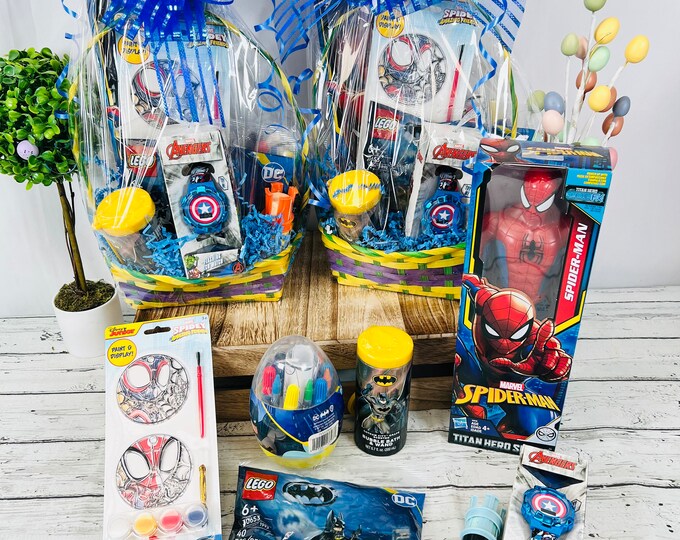 7 Piece Pre Filled Superhero Easter Basket | Gift Basket for Boys | Pre ...