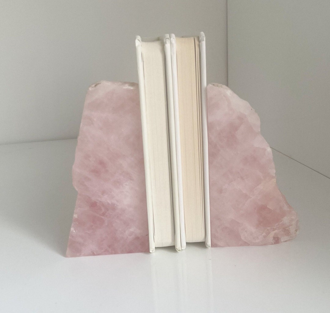 Agate Stone Bookends or Agate Stone Ornament, Pink Rose Quartz Agate ...