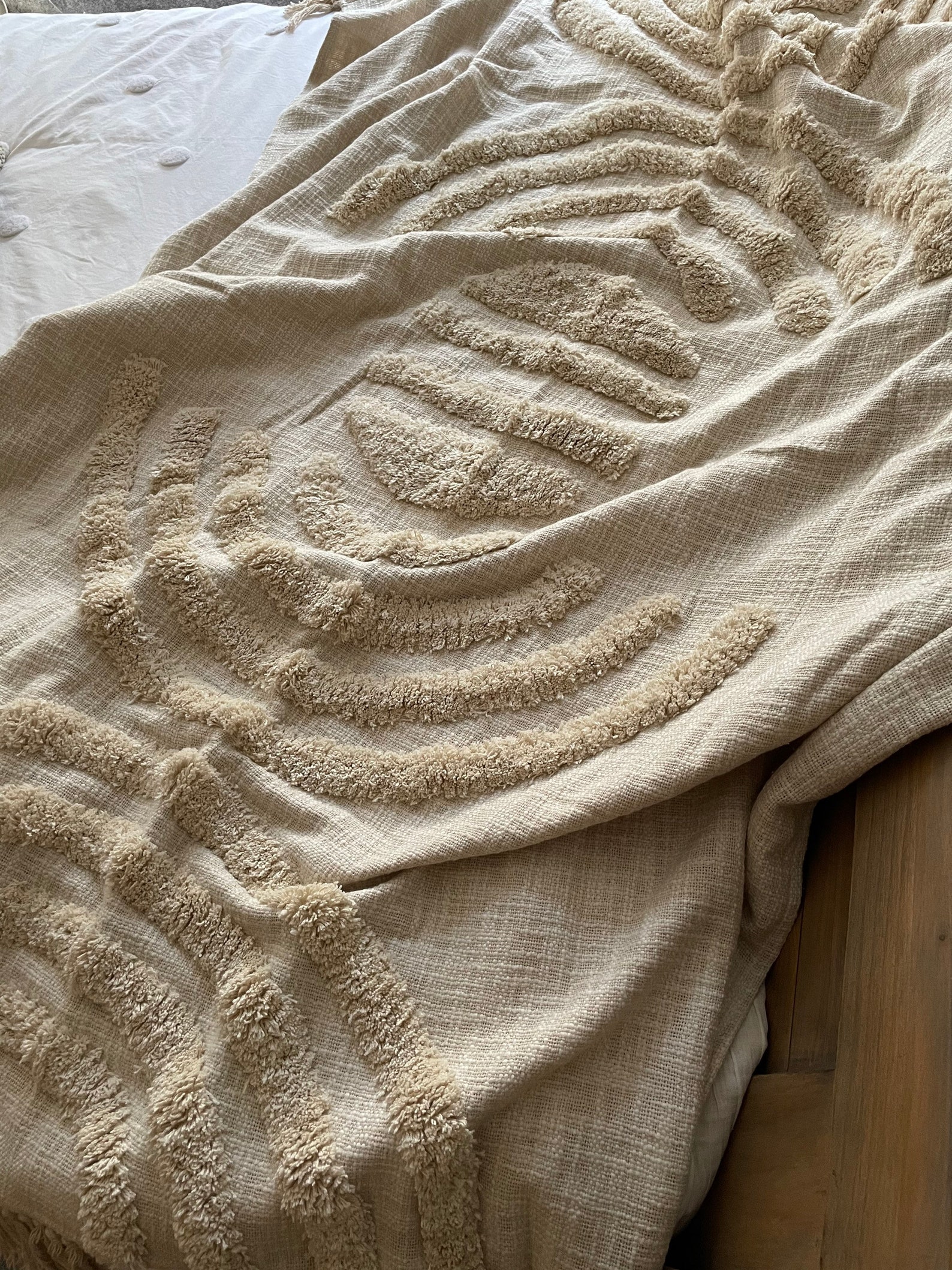 Beige Boho Tufted Throw Blanket in the UK Beige Cotton Throw - Etsy