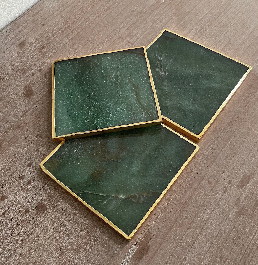 Green Agate Stone Crystal Coasters, Stone Coasters in the UK, Green ...