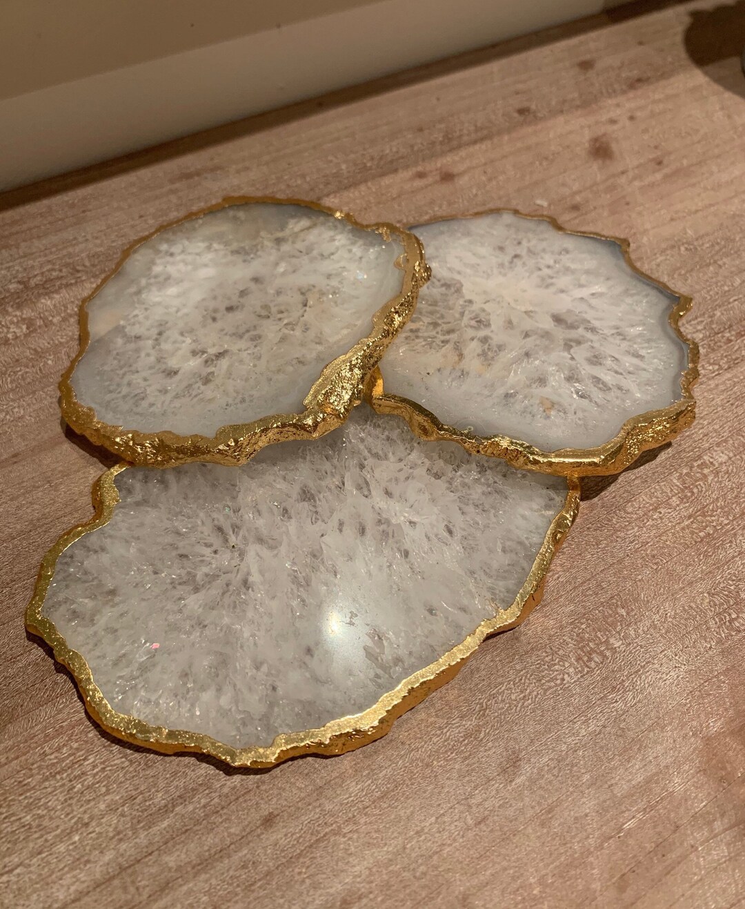 White Agate Stone Crystal Coasters, Stone Coasters in the UK, White ...