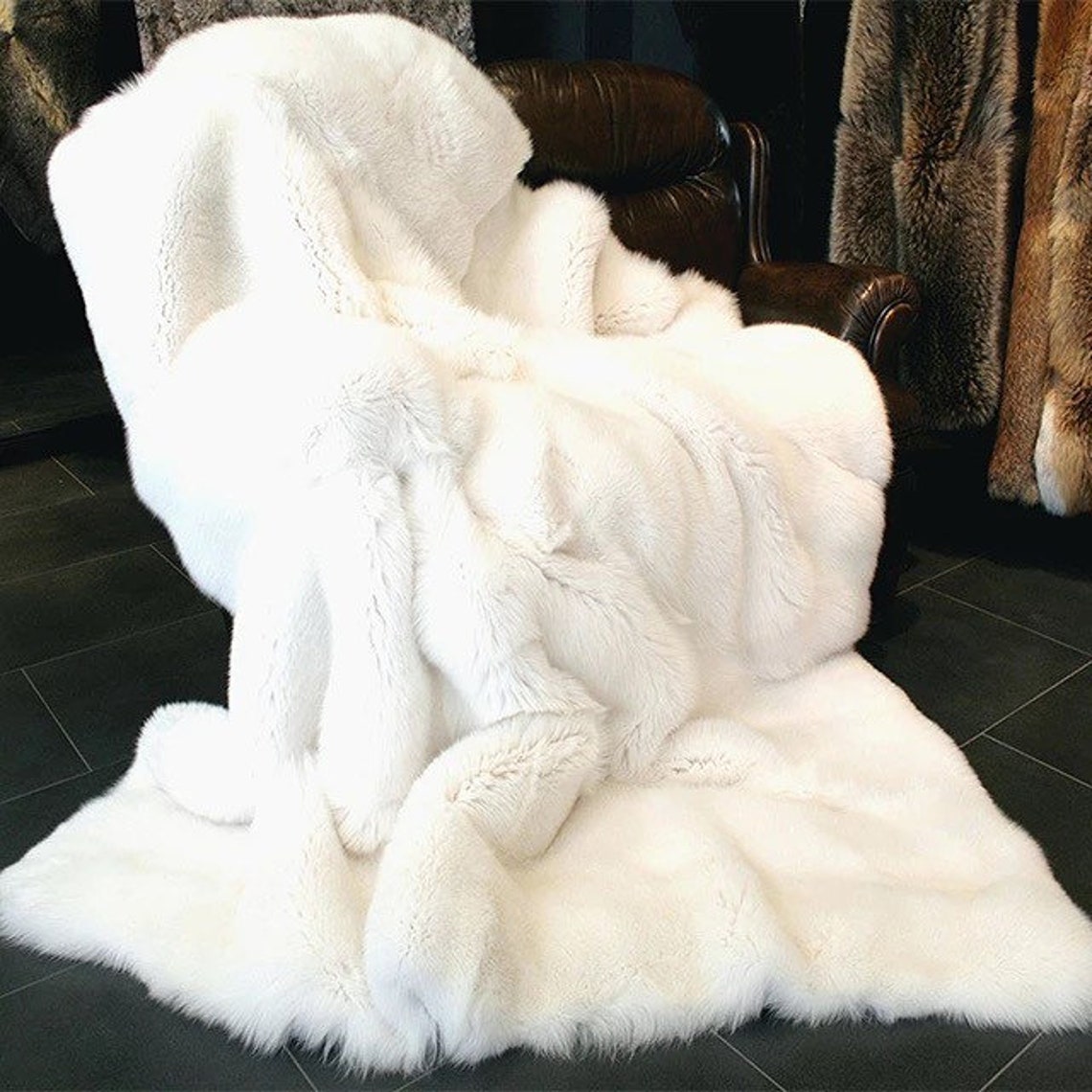 White Faux Fur Throw White Throw Blanket Throw Bed & Sofa - Etsy
